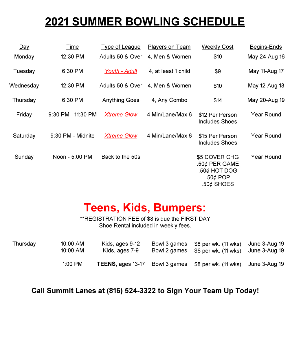 Leagues | Summit Lanes | Lee's Summit, MO